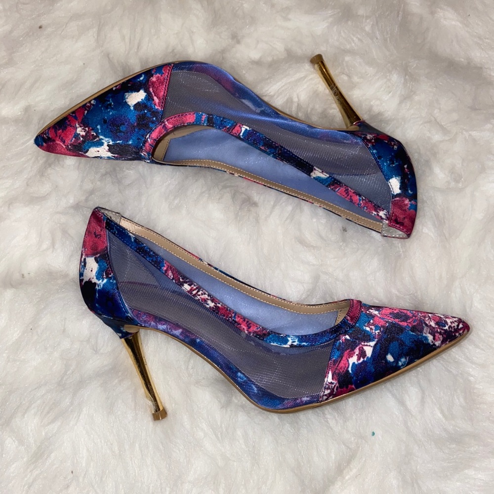 Thalia Siri Natalia Floral Print Mesh Heels - Gem